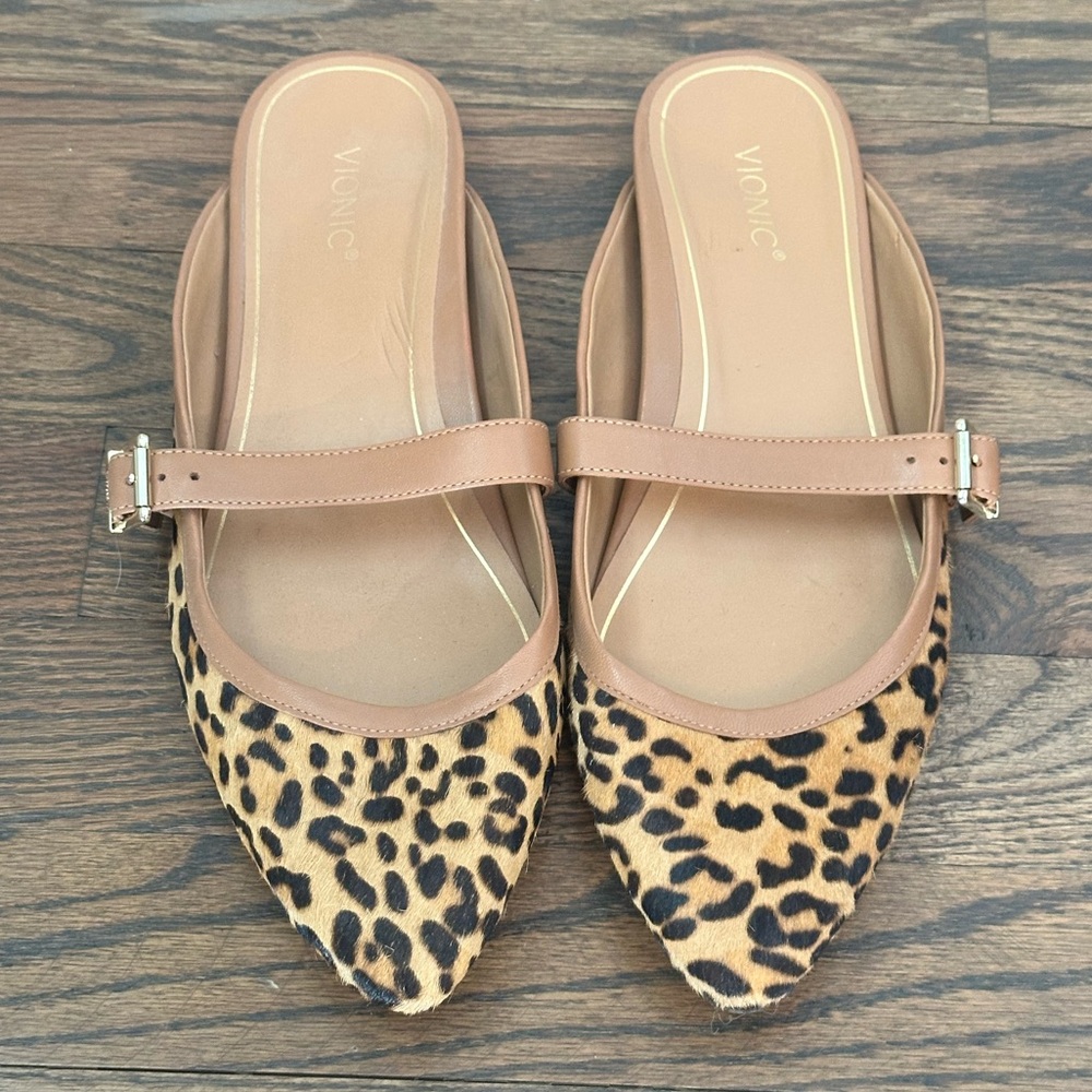 Vionic Esme Mary Jane Mule Flats Leopard Animal Print… - Gem